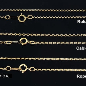 Gold 14k -16k Gold Chains, Curb 1.5mm. Cable Gold Necklace. Rope Gold ...