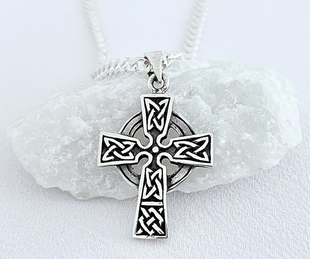 925 Silver Celtic Cross Necklace Sterling Silver Trinity Cross Necklace ...