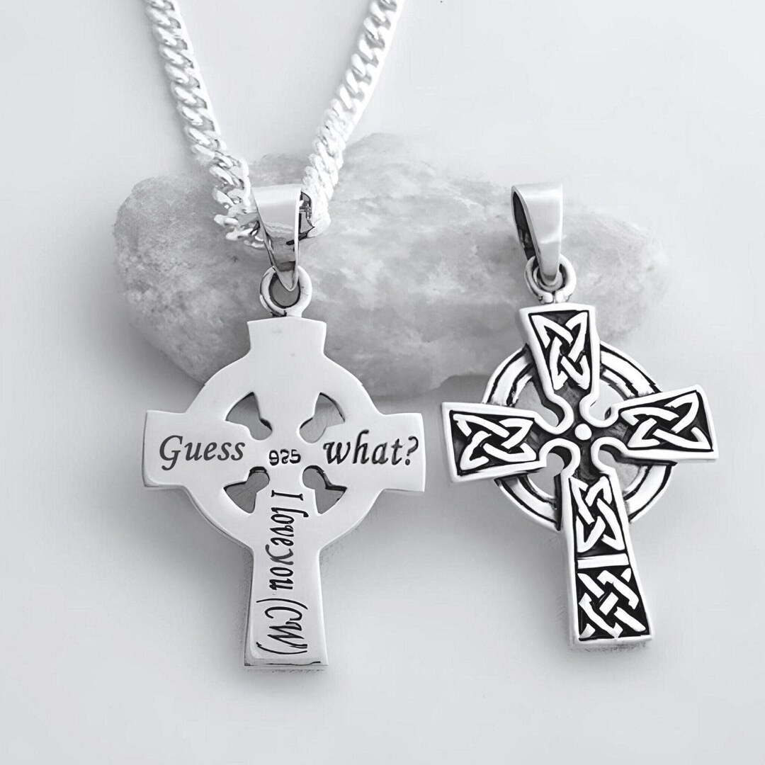 Personalized Pendant Sterling Silver Celtic Cross Customized Trinity ...