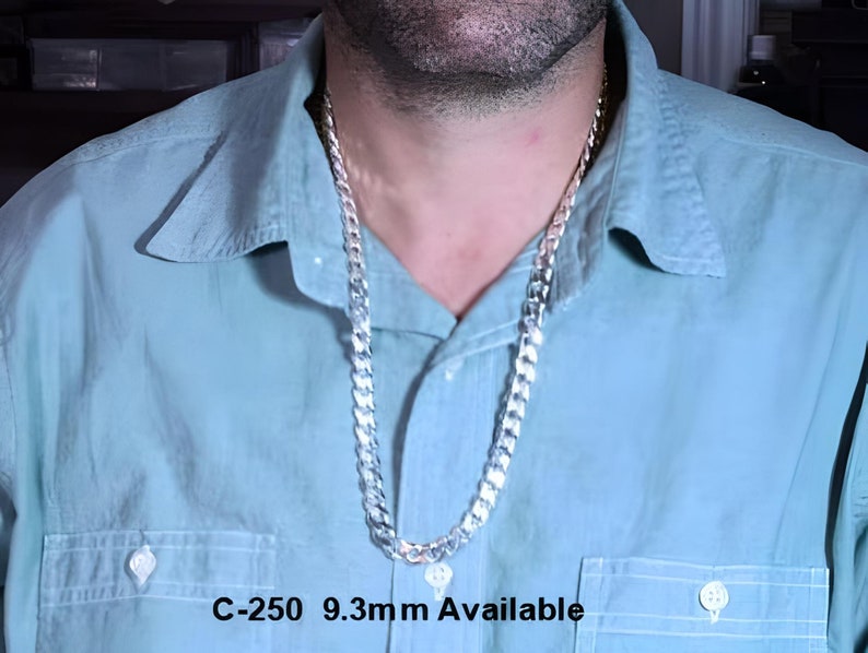 Solid 925 Sterling Silver Curb Cuban Chain Necklace Thick Chains for ...