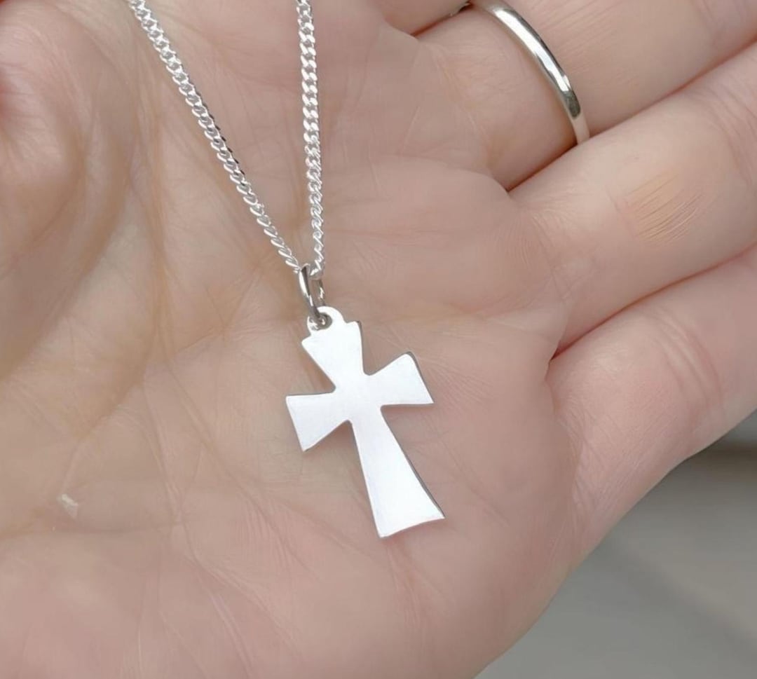 Baptism Cross on Chain Toddler Girl. 925 Sterling Silver Small Cross ...
