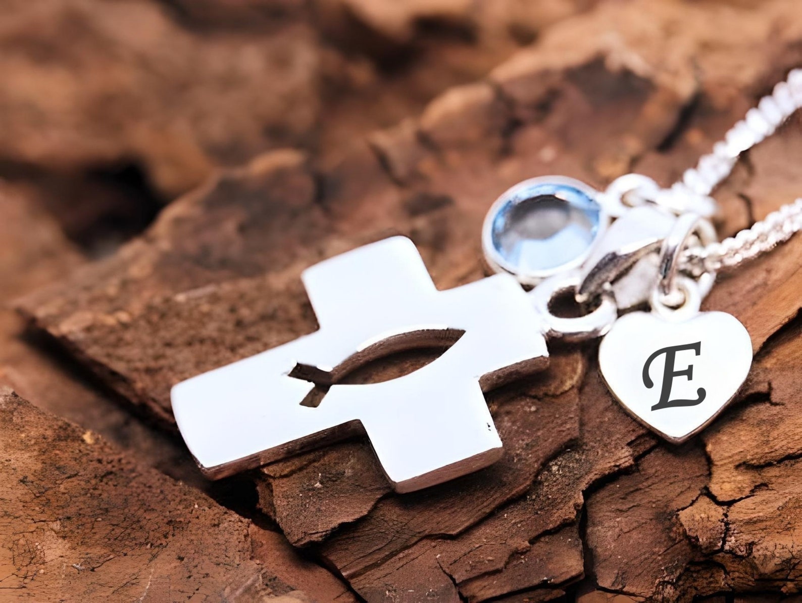 Sterling Silver Christian Cross. Fish Cross Necklace. Jesus Fish ...