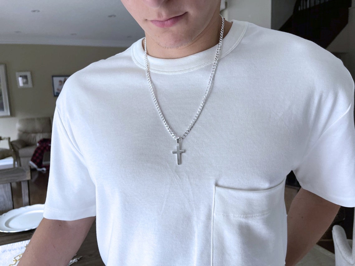 Sterling Silver Engraved Cross Necklace. Sterling Silver - Etsy