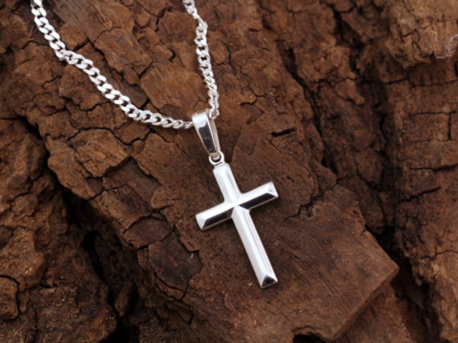 Small Silver Cross Necklace Silver Cross Baptism Engraving - Etsy
