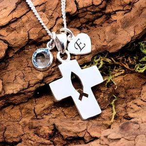 Sterling Silver Christian Cross. Fish Cross Necklace. Jesus Fish ...