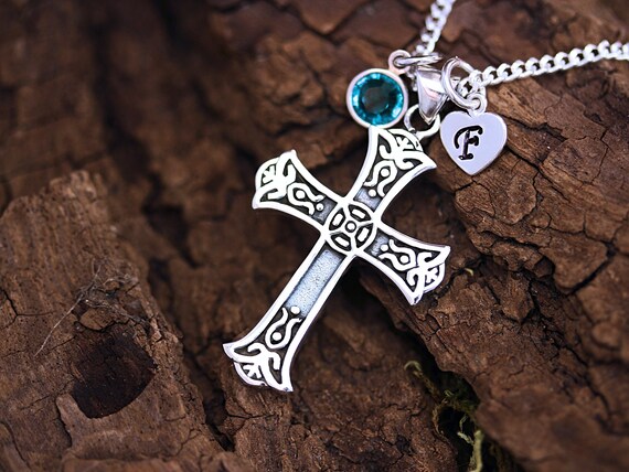 Personalized Laser Engraved Greek Orthodox Cross Necklace in Sterling Silver. Beautiful Design Fleur CROSS. Choose Chain. 5279