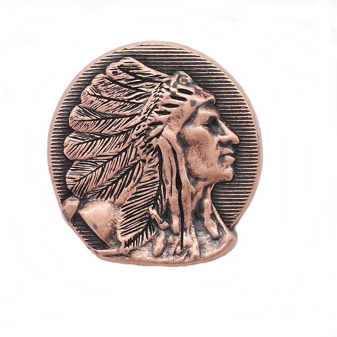 Right Facing Chief Head Screw Back Concho Antique Copper 1-1/4" 3666-10 ...