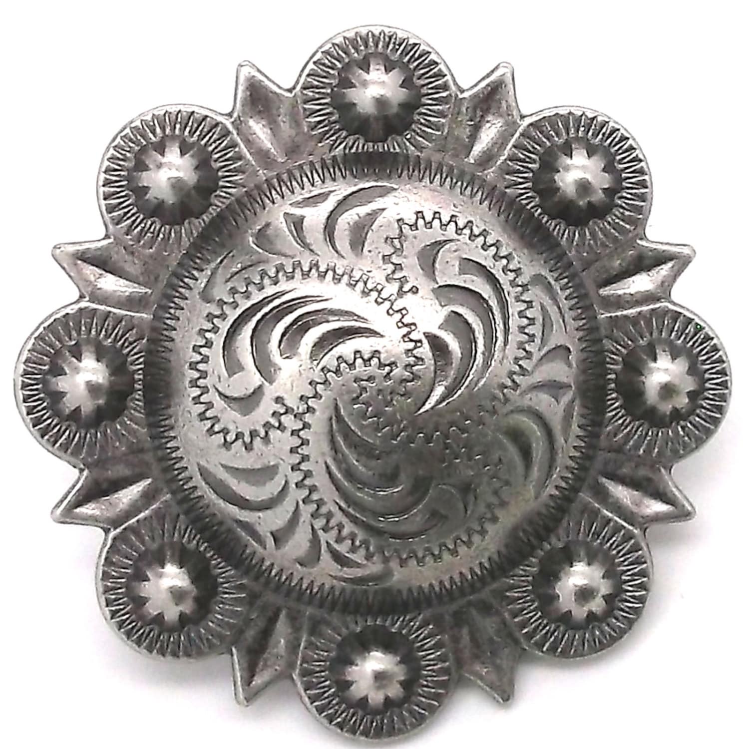 Berry Concho Antique Silver Screw Back 1-1/2