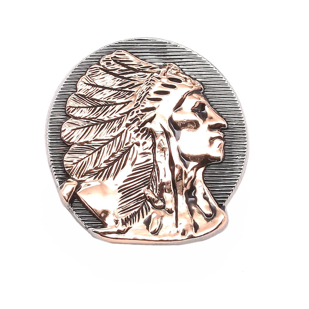 Antique Nickel & Rose Gold Indian Chief Concho - Screw Back - Etsy