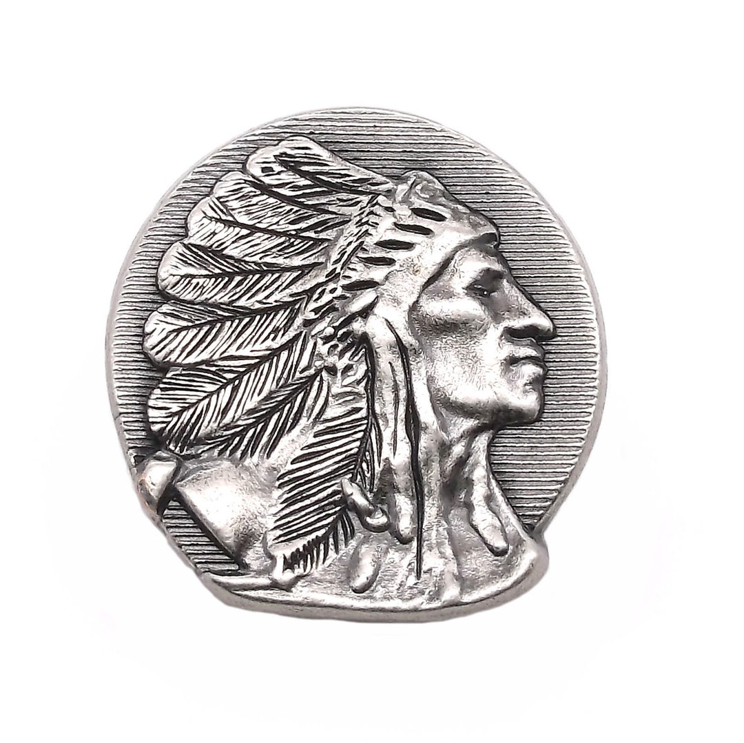 Antique Nickel Indian Chief Concho - Screw Back (1-1/4") - Etsy