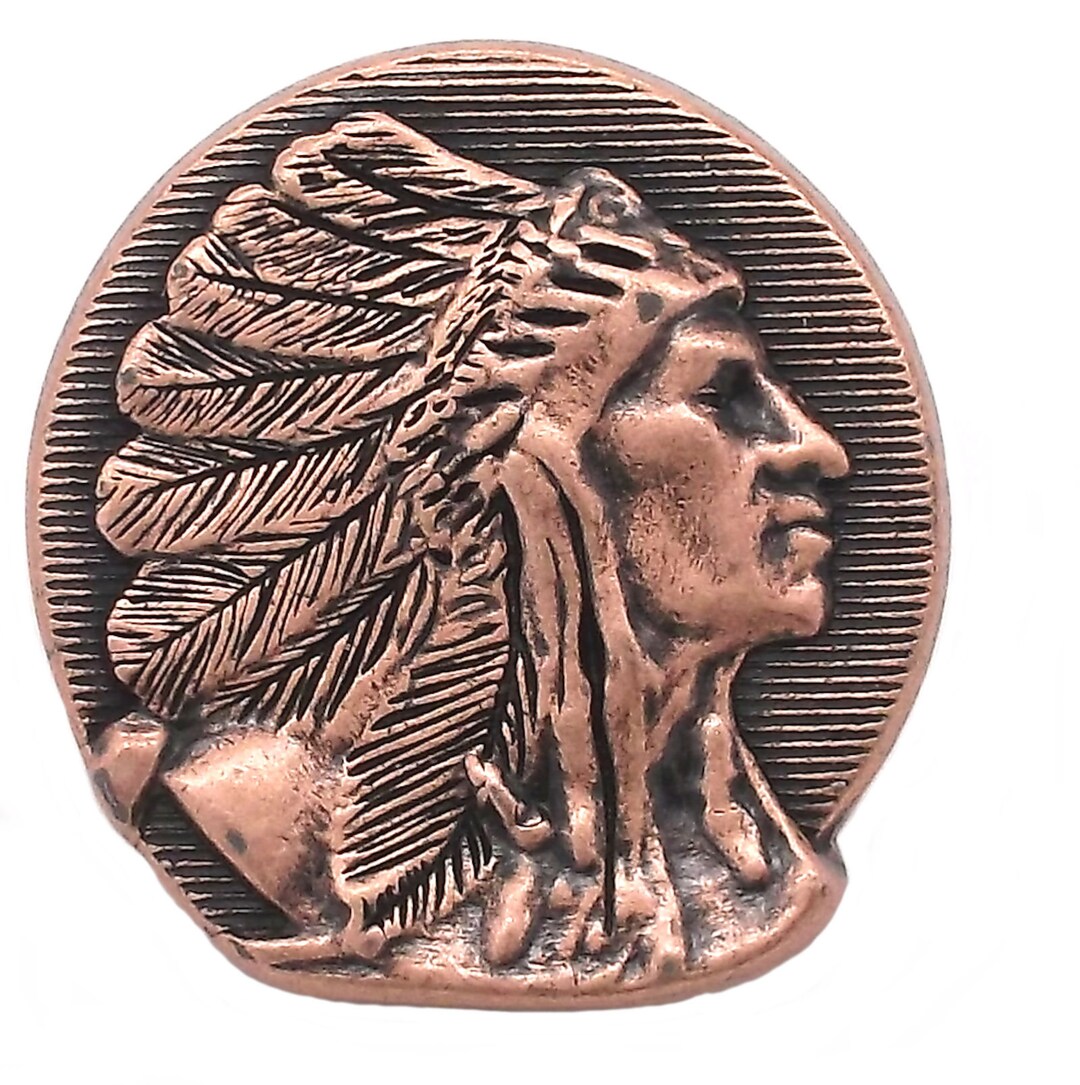 Right Facing Indian Chief Head Screw Back Concho Antique Copper 1-1/2 ...
