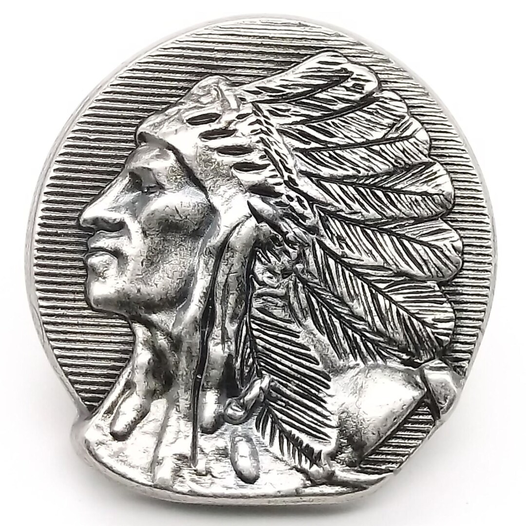 Left Facing Indian Chief Head Concho Antique Nickel 1-1/2" 3667-21 ...