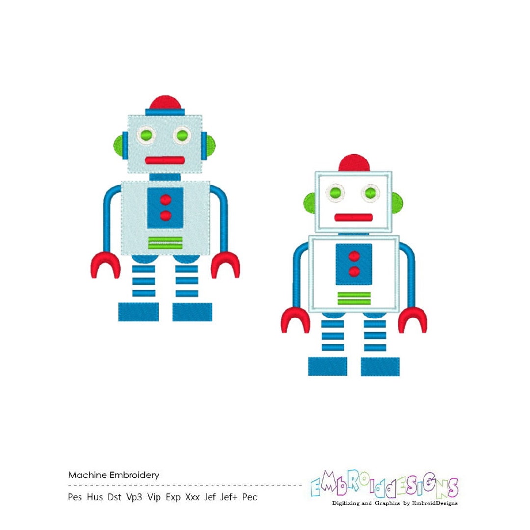 Robot Embroidery Designs Set - Etsy