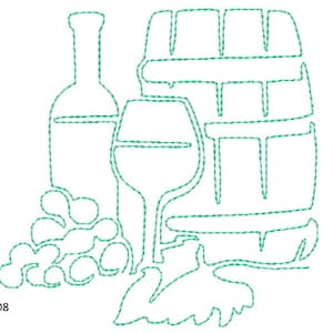 Wine Machine Embroidery Design Set Cheese Embroidery Designs Continuous ...