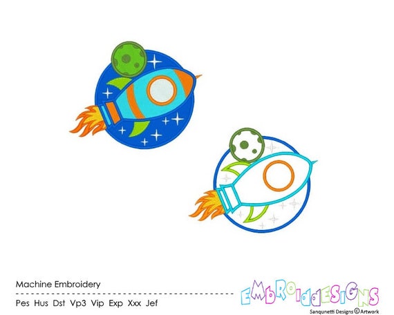 Rocket Ship Embroidery Design Set Space Embroidery Designs | Etsy
