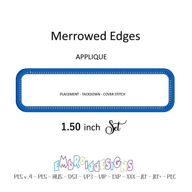 Merrowed Edges Rectangle Frame Patch Applique Set - 1.5 Inch Border ...