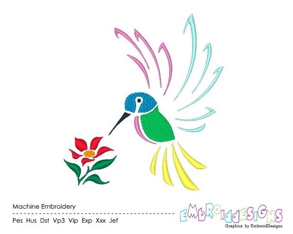 Hummingbird Embroidery Design Bird Silhouette Embroidery - Etsy