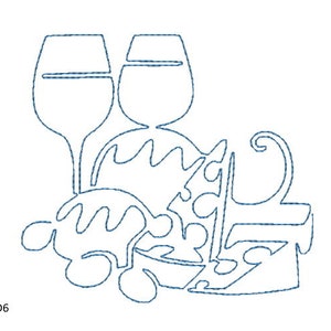 Wine Machine Embroidery Design Set Cheese Embroidery Designs Continuous ...
