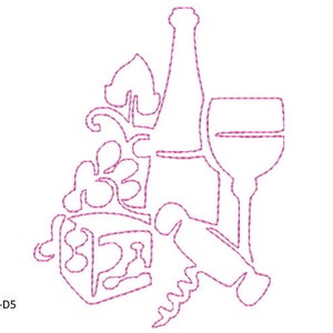 Wine Machine Embroidery Design Set Cheese Embroidery Designs Continuous ...