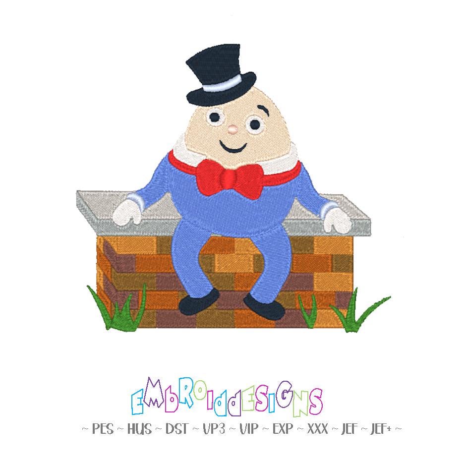 Humpty Dumpty Machine Embroidery Design | Nursery Rhyme - Etsy