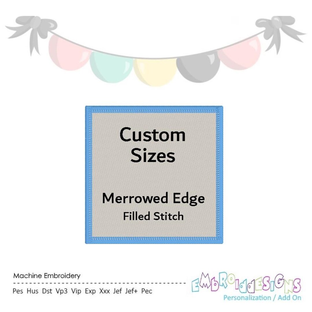 Custom Made Size Rectangle Filled Stitch Patch Embroidery Designs ...