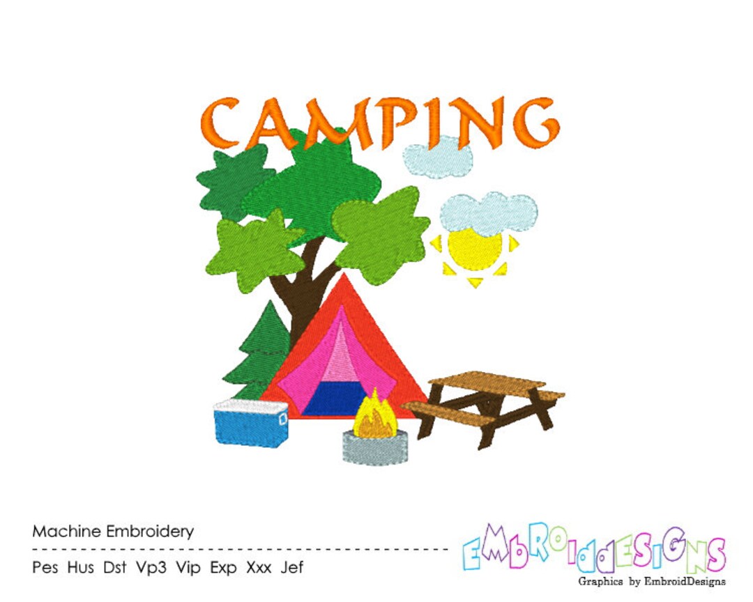 Camping Machine Embroidery Design Camping Design Camping Embroidery ...