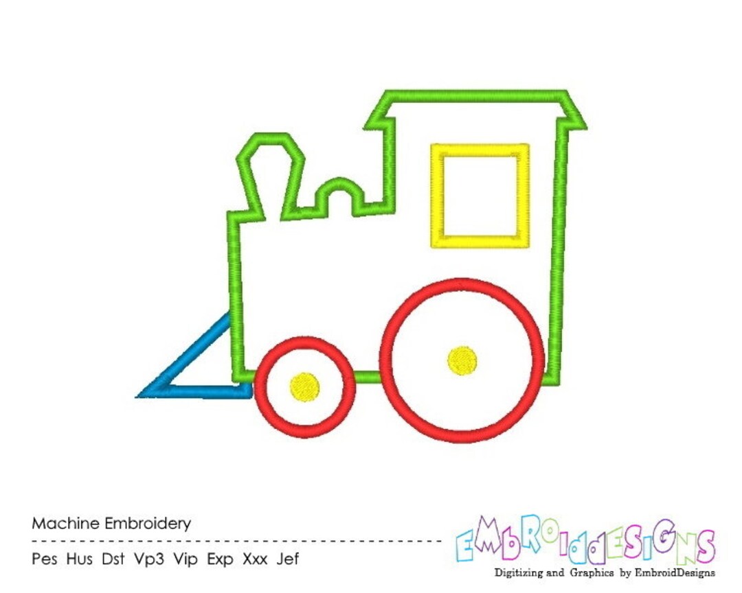 Train Applique Pattern Machine Embroidery Train Embroidery Designs 4X4 ...