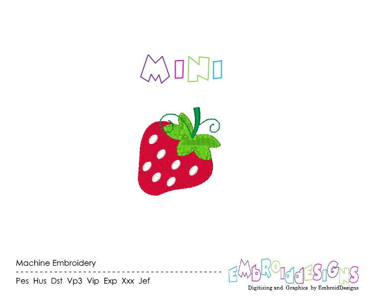 Mini Strawberry Machine Embroidery Design With Seeds Instant - Etsy