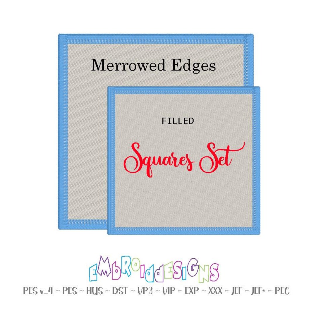 Square Machine Embroidery Design - Square Corners - Merrowed Edges - Etsy