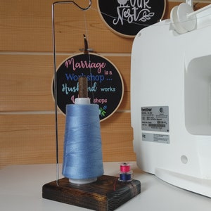 Thread Holder Large Spool Cone Dispenser Easy Change Wood Stand Sewing ...