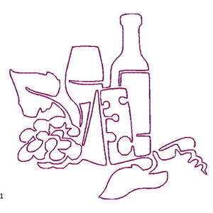 Wine Machine Embroidery Design Set Cheese Embroidery Designs Continuous ...