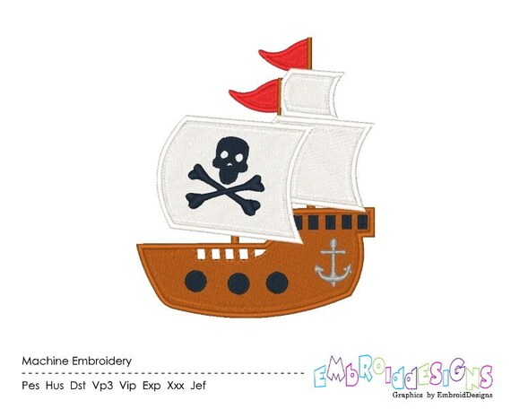 Pirate Ship Embroidery Design Pirate Embroidery Designs Filled | Etsy