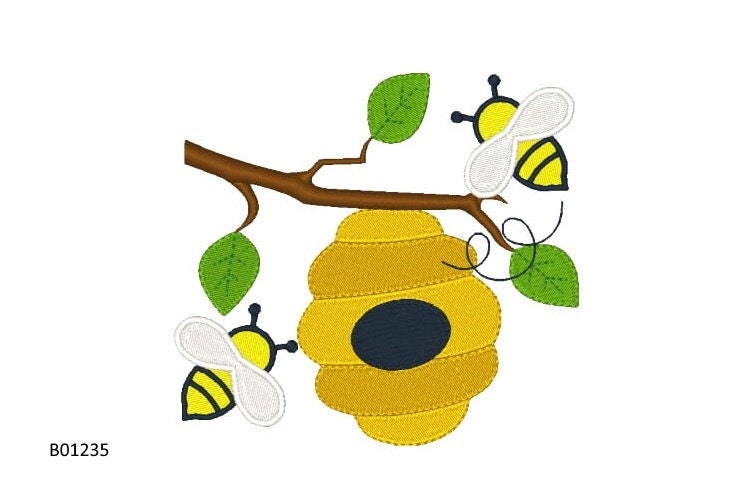 Bee Machine Embroidery Design Honey Bee Embroidery Designs - Etsy