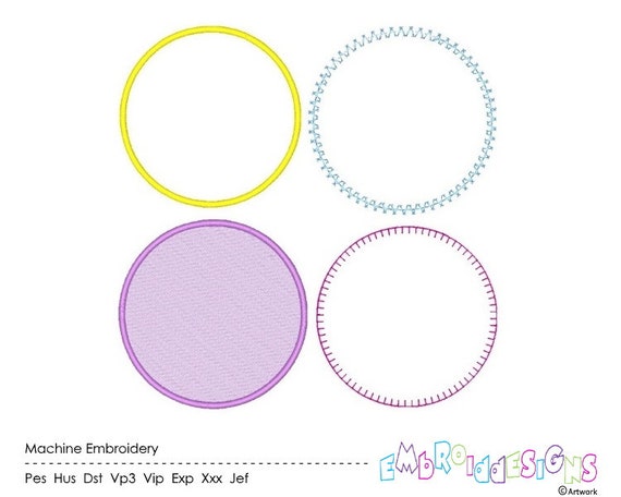 Circle Embroidery Designs Set of 4 Blanket Stitch Applique | Etsy