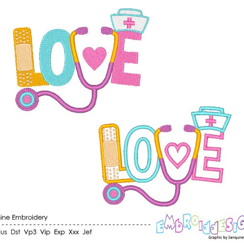 Nurse Type Nursing Embroidery Applique Design - Etsy