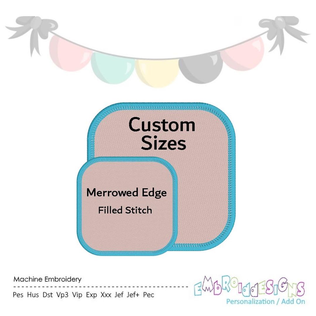 Custom Made Rectangle Filled Stitch Patch Embroidery Designs - Rounded ...