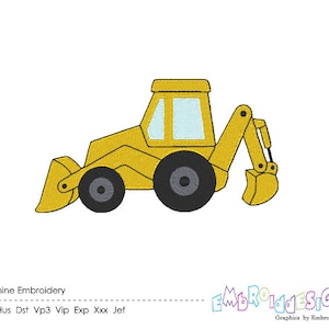 Backhoe Machine Embroidery Design Construction Truck Design Filled ...