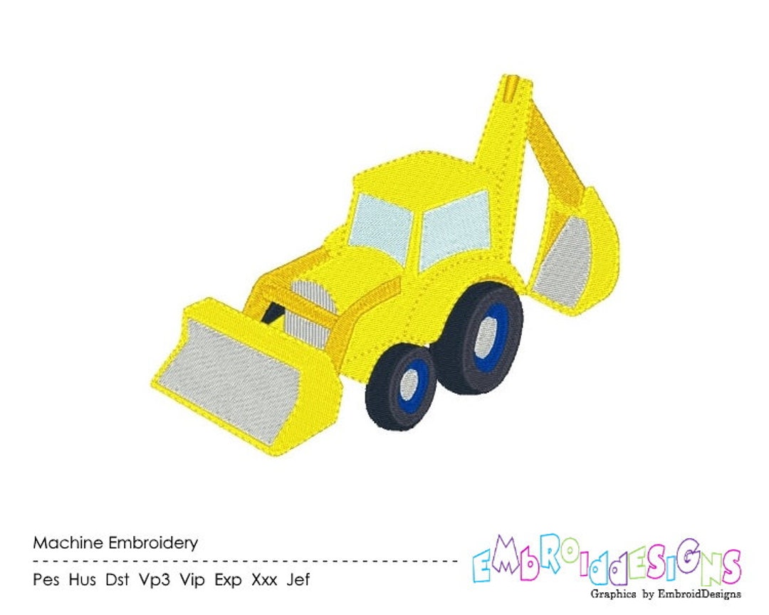 Backhoe Machine Embroidery Design Truck Embroidery Designs Filled ...