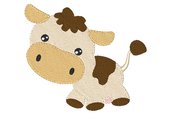 Cow Embroidery Design Cute Animal Machine Embroidery Design | Etsy