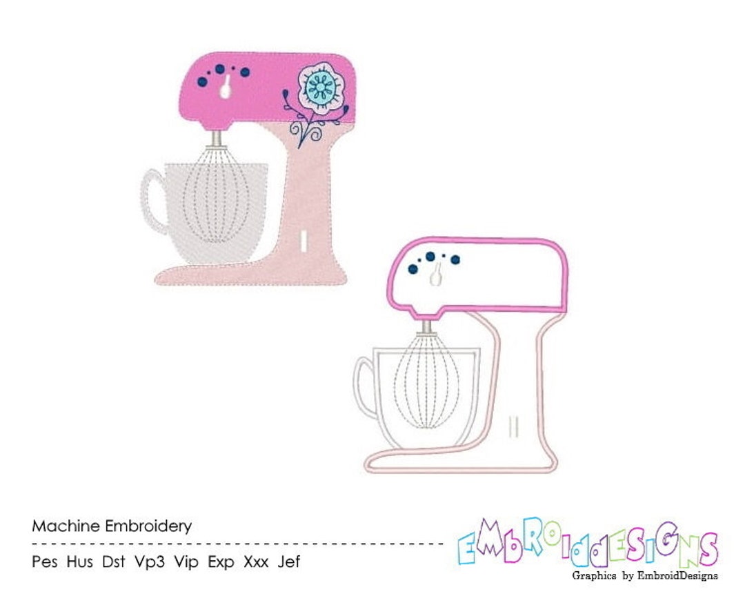 Kitchen Mixer Machine Embroidery Designs Set | Applique Blender - Etsy