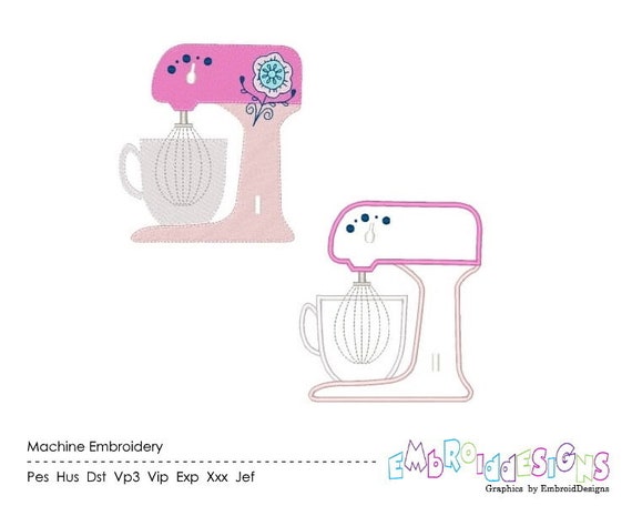 Kitchen Mixer Machine Embroidery Designs Set Applique Mixer - Etsy