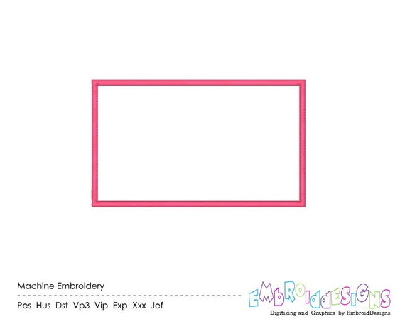 Rectangle Embroidery Design Rectangle Applique Shape | Etsy