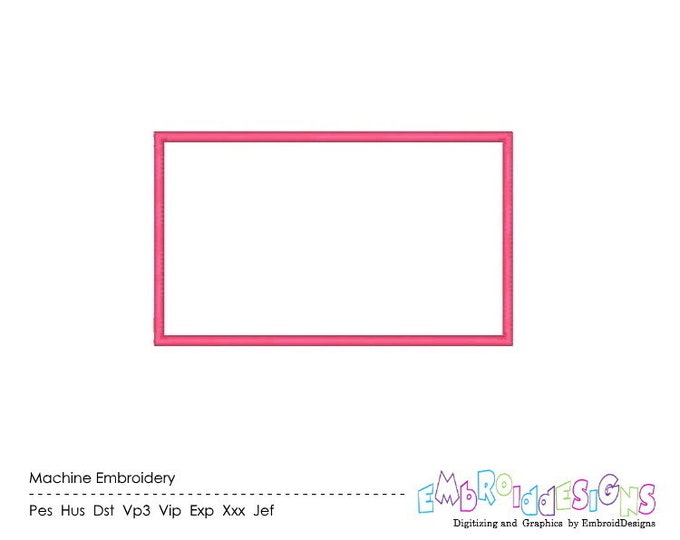 Applique Rectangle Name Tag Frame Machine Embroidery Design - 6 Sizes ...