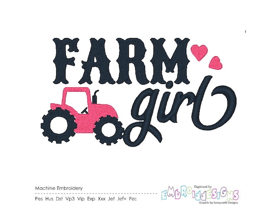 Farm Girl Machine Embroidery Design Saying for Girls Instant - Etsy
