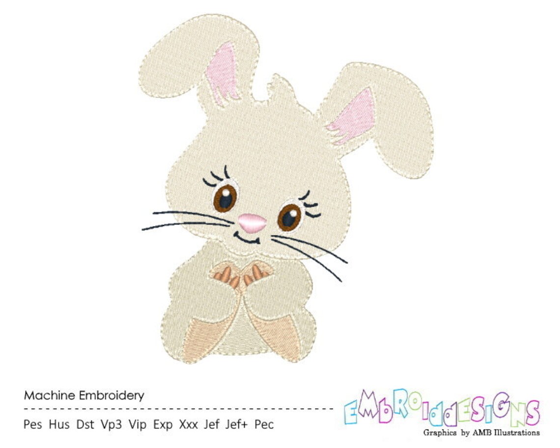 Bunny Embroidery Designs Rabbit Embroidery Design Filled - Etsy