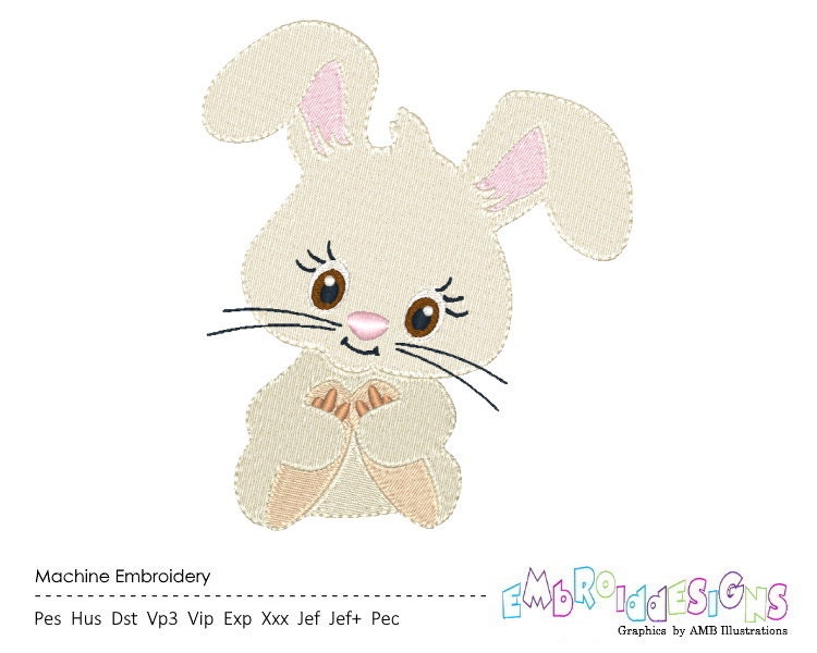 Bunny Embroidery Designs Rabbit Embroidery Design Filled - Etsy