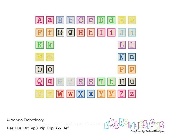 Alphabet Blocks Embroidery Designs Embroidery Alphabet Font - Etsy