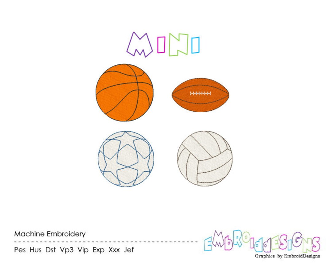 Mini Sports Machine Embroidery Design Set Basketball Football ...