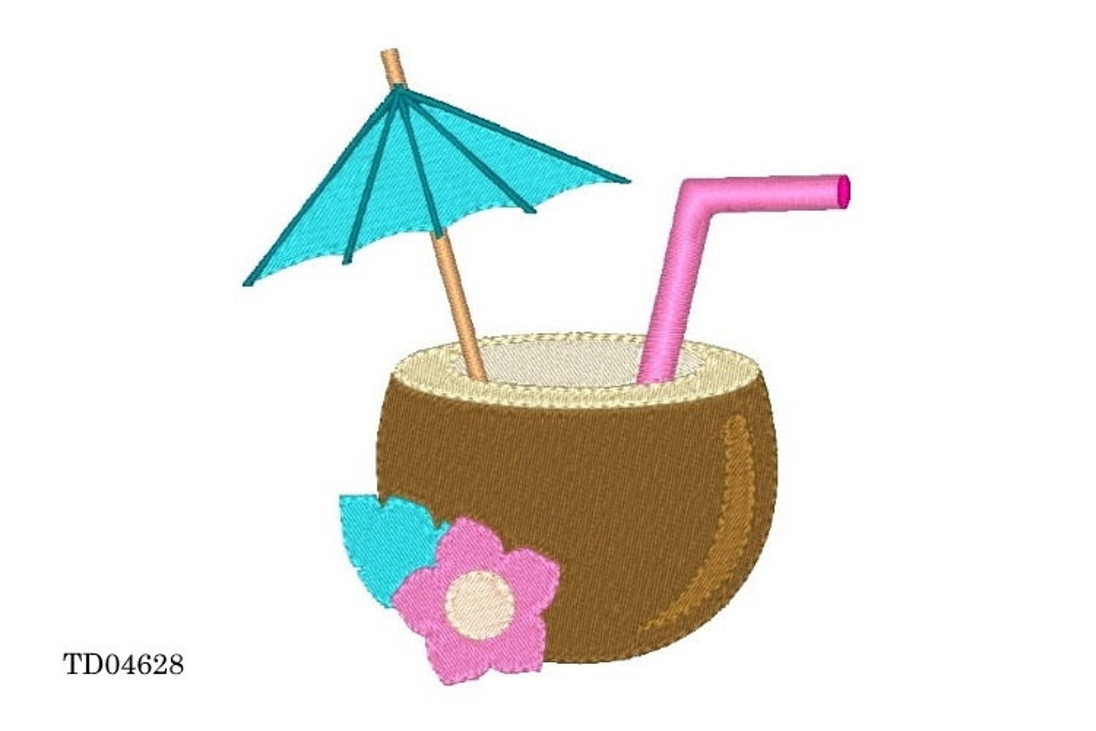 Tropical Drink Embroidery Design Set | Coconut Embroidery Designs ...
