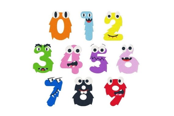 Monster Number Machine Embroidery Design Embroidery Number | Etsy